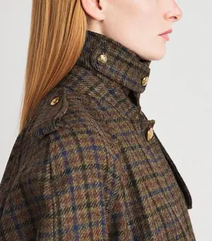 BLAZÉ MILANO Virgin Wool Check Chausie Jacket - Brown