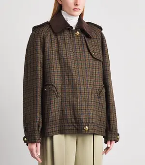 BLAZÉ MILANO Virgin Wool Check Chausie Jacket - Brown