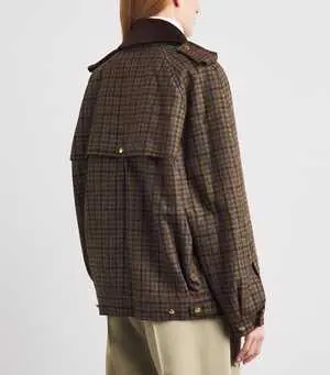 BLAZÉ MILANO Virgin Wool Check Chausie Jacket - Brown