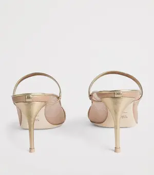 MALONE SOULIERS Embellished Mesh Aurora Heeled Mules 70