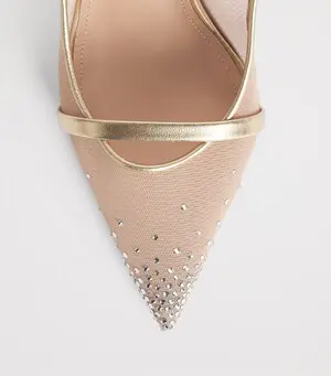 MALONE SOULIERS Embellished Mesh Aurora Heeled Mules 70