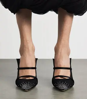MALONE SOULIERS Embellished Mesh Maureen Heeled Mules 85