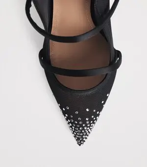MALONE SOULIERS Embellished Mesh Maureen Heeled Mules 85