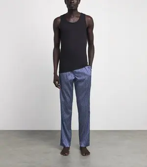 TOM FORD Stretch-silk Printed Pyjama Bottoms - Blue