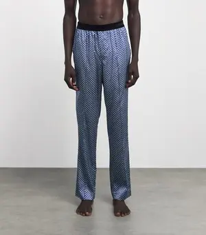 TOM FORD Stretch-silk Printed Pyjama Bottoms - Blue
