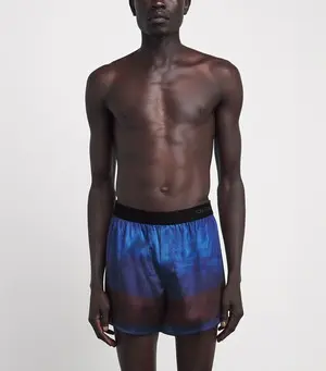 TOM FORD Stretch-silk Printed Boxer Shorts - Navy