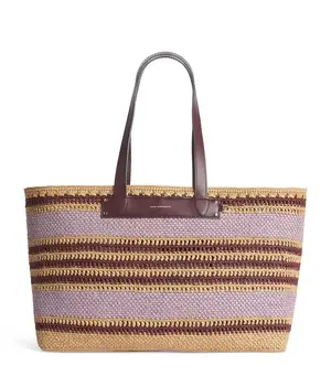 ANYA HINDMARCH Raffia Stripe Tote Bag - Purple