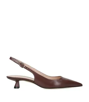 STUART WEITZMAN Leather Sculpt Slingback Pumps 35 - Brown