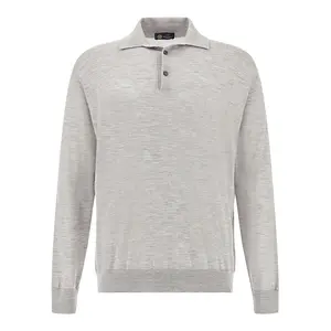 Paul & Shark Cashmere And Silk Polo Shirt - Harbor Mist