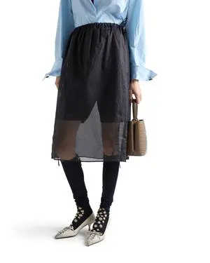 Prada Cotton Organdy Midi Skirt - Black