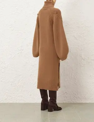 Zimmermann Valiant Buttoned Midi Dress - Praline