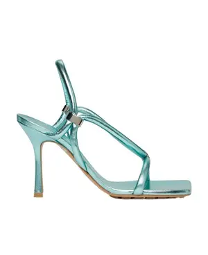 Bottega Veneta Logo Square-toed High-heeled Sandals - Green
