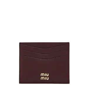 Miu Miu Leather Card Holder - Wine Red