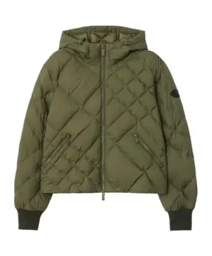 Burberry Check-stitch Nylon Delley Puffer Jacket - Green