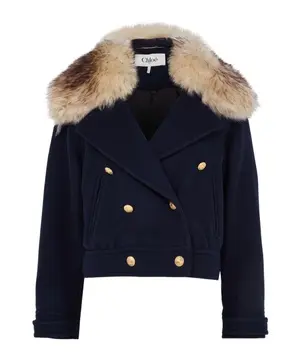 Chloé Collared Long-sleeved Coat - Black