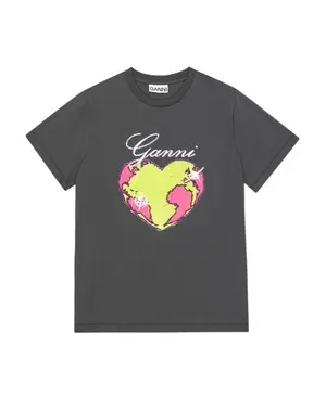 GANNI Grey Relaxed Heart T-shirt - Gray