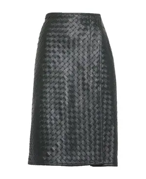 Bottega Veneta Intreciato Leather Skirt