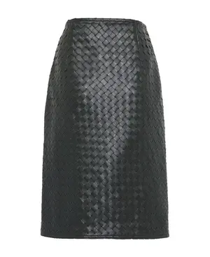 Bottega Veneta Intreciato Leather Skirt