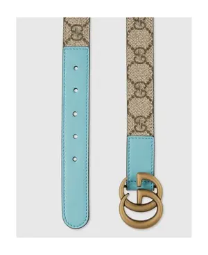 Gucci Gg Logo Plaque Belt - Blue