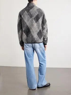 Moncler Checked Wool-blend Fleece Jacket - Gray