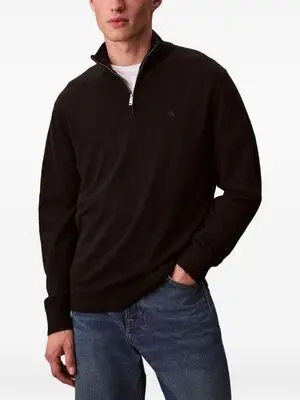 Calvin Klein Half Zip Mock Neck Sweater - Black