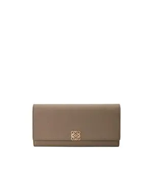 Loewe Anagram Continental Wallet In Pebble Grained Calfskin - Grey-brown