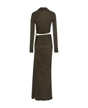 Bottega Veneta Polo Collar Long-sleeved Dress
