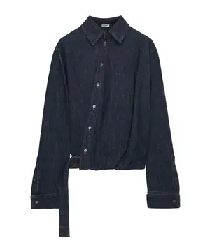 Loewe Draped Denim Shirt - Black
