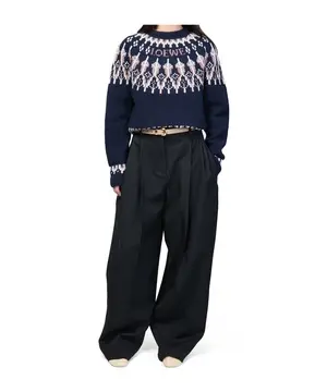 Loewe Round Neck Geometric Print Wool Blend Sweater