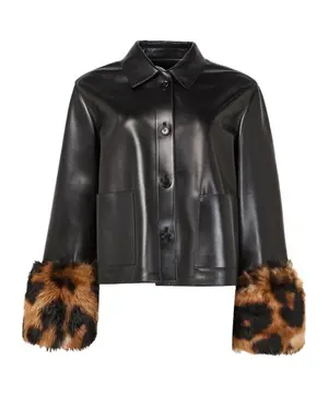 Loewe Turn-up Jacket In Nappa Lambskin - Black