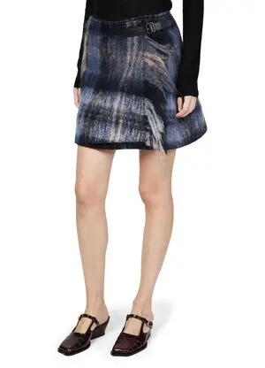 Loewe Plaid Pattern Mini Skirt