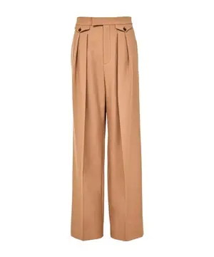 Chloé Straight Pleated Pants - Nude