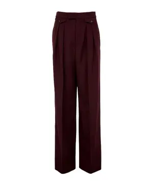 Chloé Straight Pleated Pants - Brown