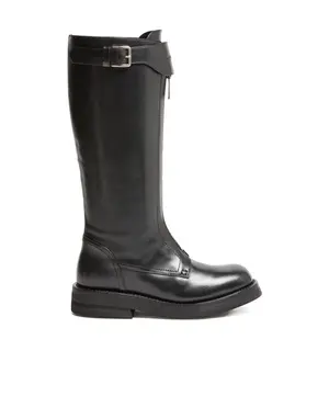 Alexander McQueen Round-toe Over-the-knee Boots - Black