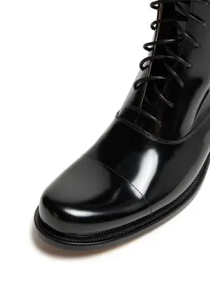 THE ROW Kai Lace-up Patent Leather Ankle Boots - Black