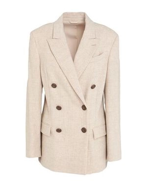 Brunello Cucinelli Blazer Size Virgin Wool, Cashmere, Ecobrass - Beige