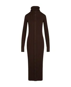 Bottega Veneta Knitted Breasted Dress - Brown