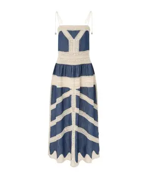 Zimmermann Awaken Denim Dress With Lace Details - Blue