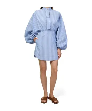 Zimmermann Striped Mini Dress With Puffed Sleeves