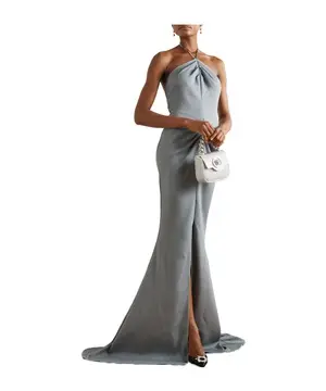 Maticevski Halter Neck Train Evening Gown - Black