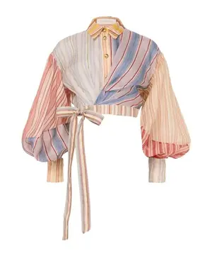 Zimmermann Rebellion Striped Blouse - Nude