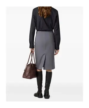 Miu Miu Stretch Poplin Skirt - Gray