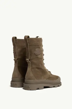 Moncler Vera High Suede Shearling Lace-up Boots