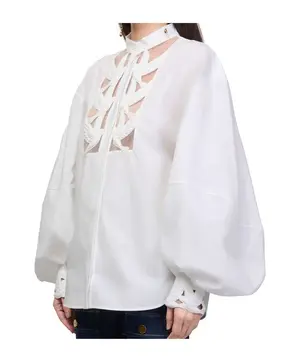 Zimmermann Long-sleeved Embroidered Cover-up - White