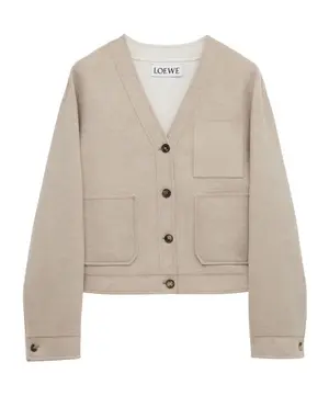 Loewe V-neck Knit Cardigan - Nude