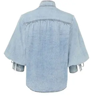 Zimmermann Mandarin Collar Denim Blouse