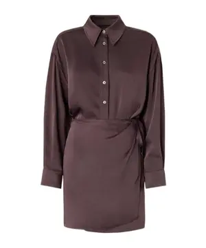 Pinko Wrap-style Long-sleeve Shirt Dress - Brown