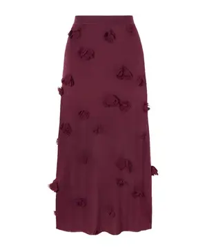 Simkhai 3d Floral Appliqué Knitted Midi Skirt - No