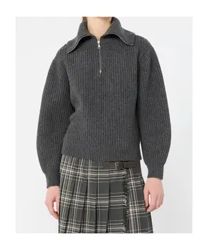Max Mara Front Zipped Knitted Jumper - Dark Grey