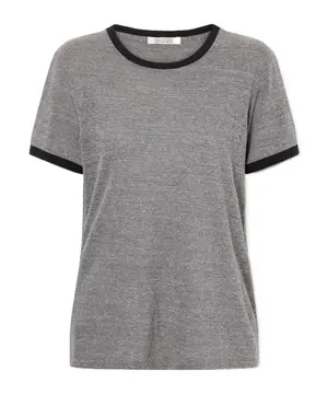 NILI LOTAN Contrast Trim Crew Neck Short-sleeve T-shirt